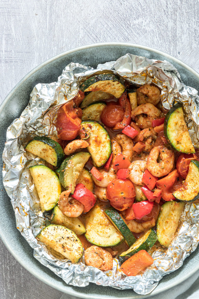 Shrimp Foil Packets With Zucchini (Campfire, BBQ, Air Fryer + Instant ...