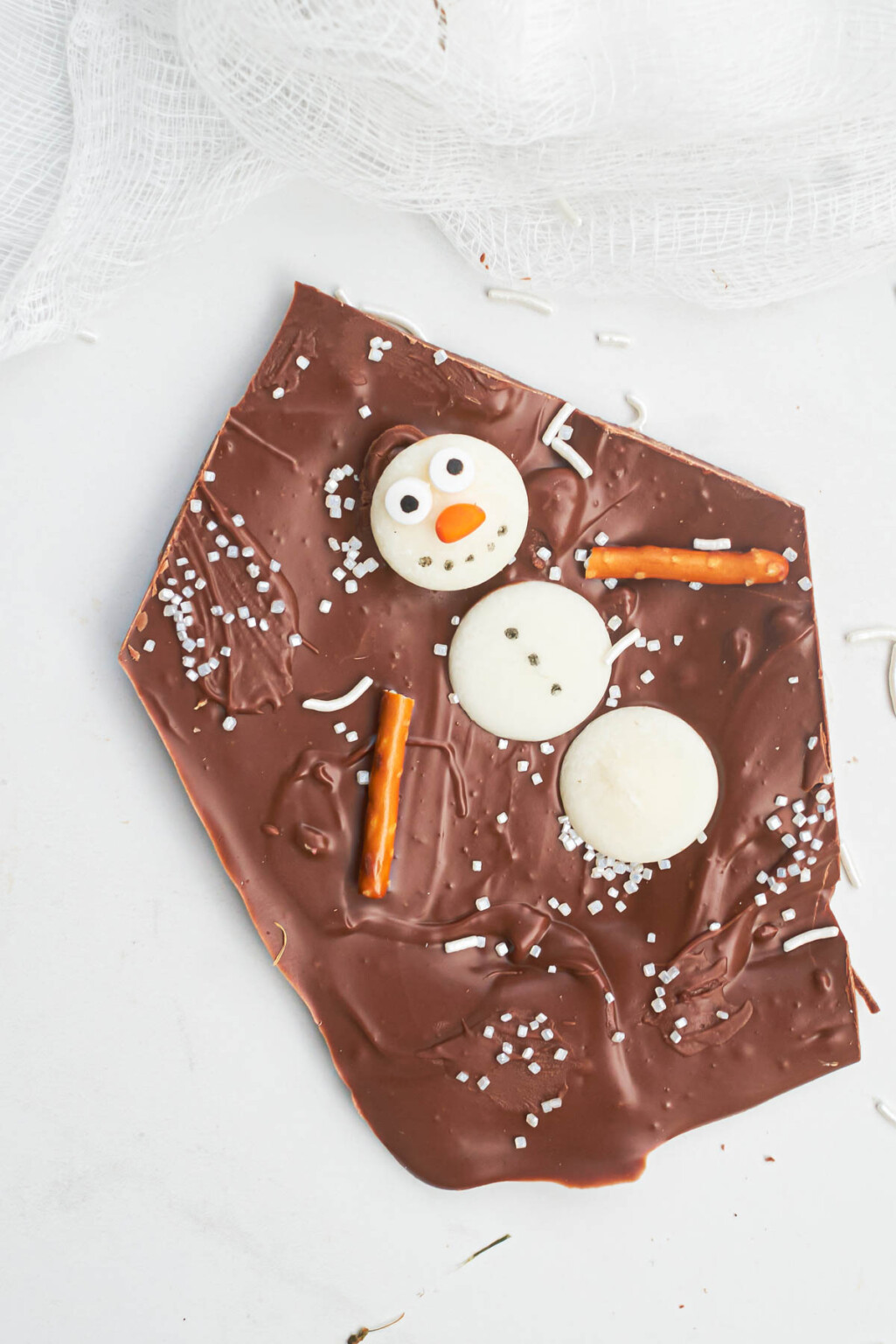 Melted Snowman Chocolate Bark - Recipes From A Pantry